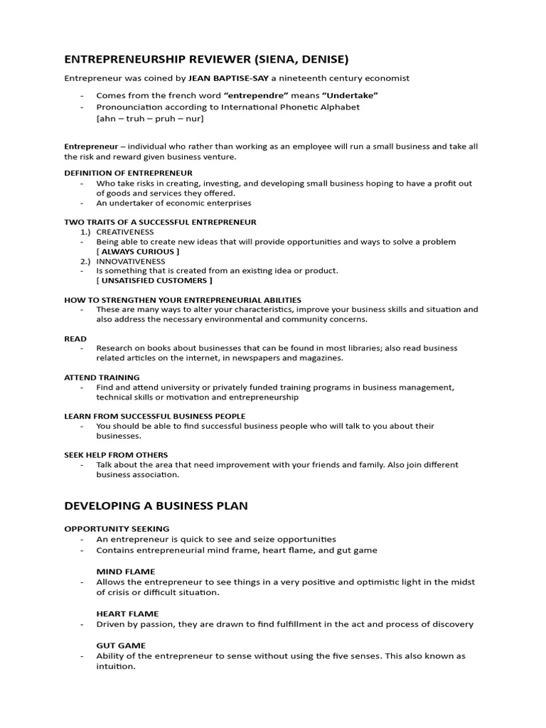 Entrep Reviewer | PDF | Entrepreneurship | Product (Business)