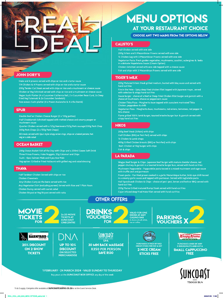 Real Deal Jan 2024 Menu-Options Paths | PDF