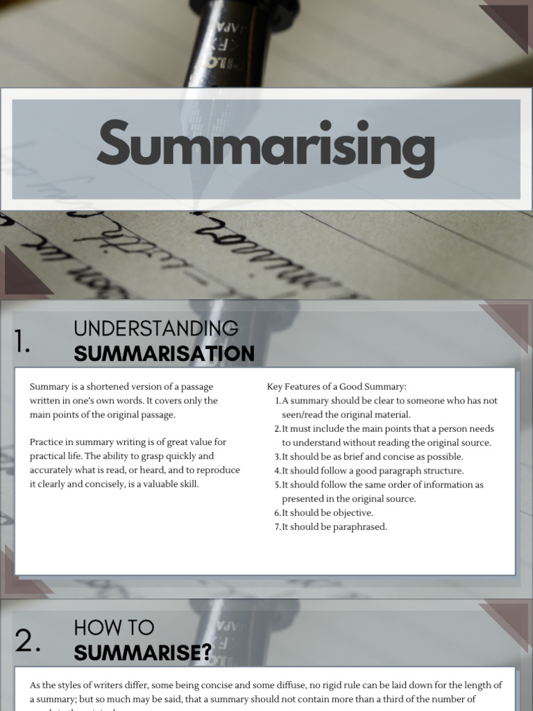 12, 13 Summarising | Download Free PDF | Word | Adverb