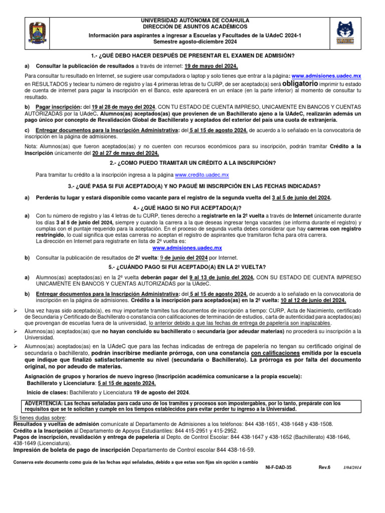 Obligatorio: WWW - Admisiones.uadec - MX | PDF