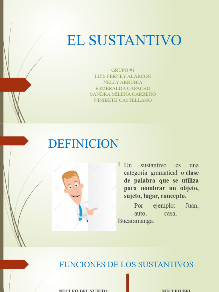 El Sustantivo Presentacion | PDF | Género gramatical | Sustantivo