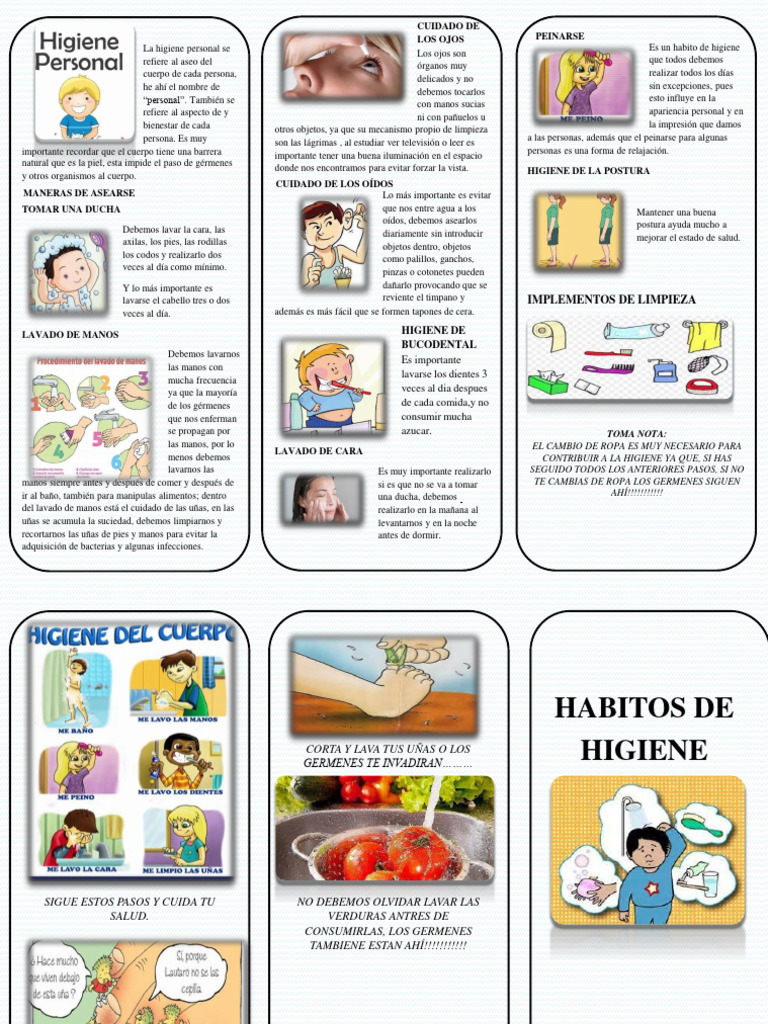 Triptico de La Higiene Personal 5 | PDF | Higiene | Lavado de manos