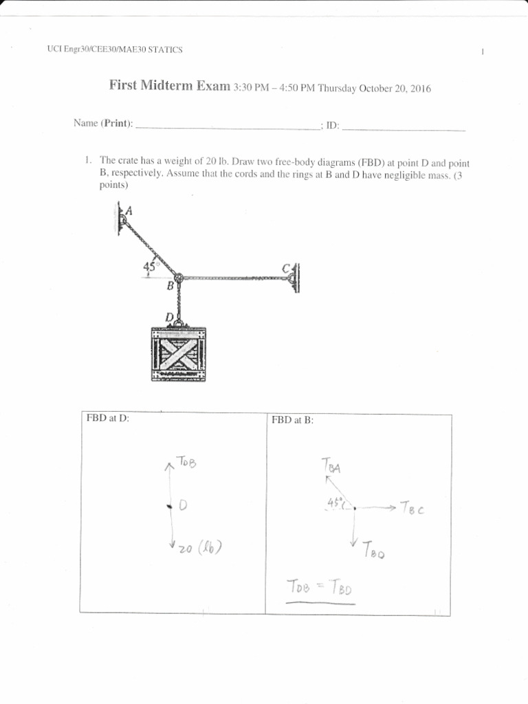 ENGRCEE30 Midterm 1 2016 | PDF | Mechanics | Classical Mechanics