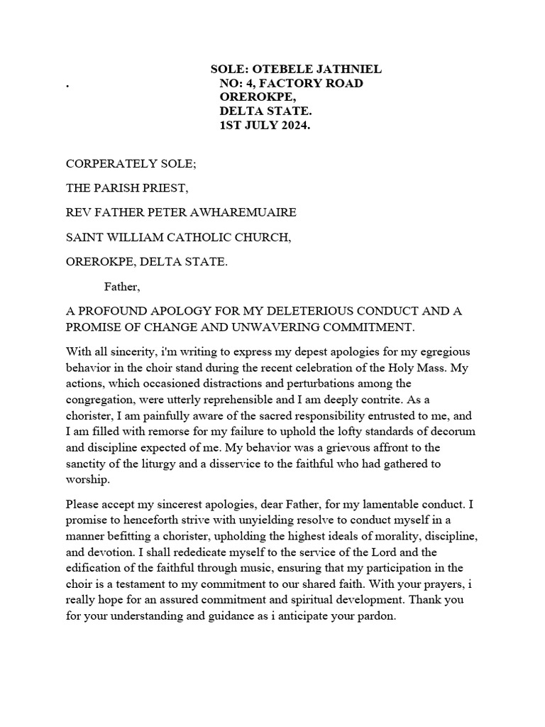 Letter of Apology | PDF | Religion & Spirituality