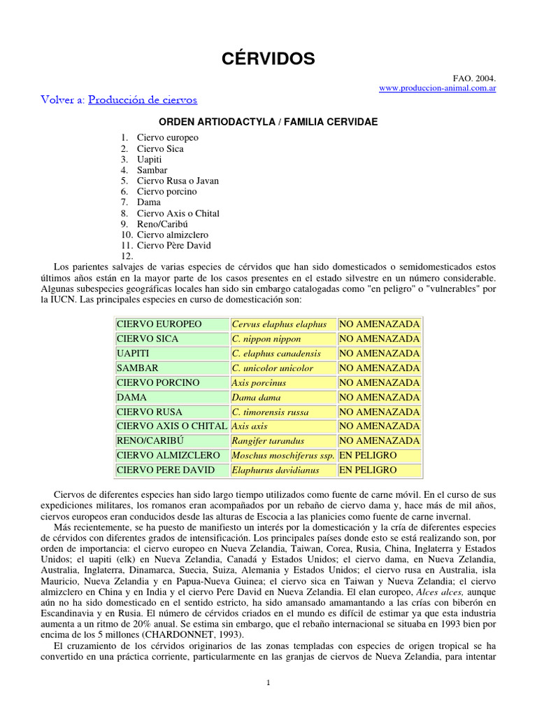 Domesticación y Conservación de Cérvidos | PDF | Reno | Ciervo