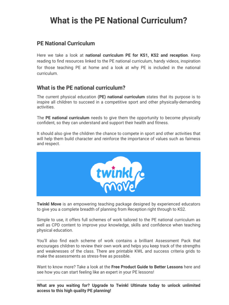PE National Curriculum - Inclusion in PE National Curriculum | PDF ...