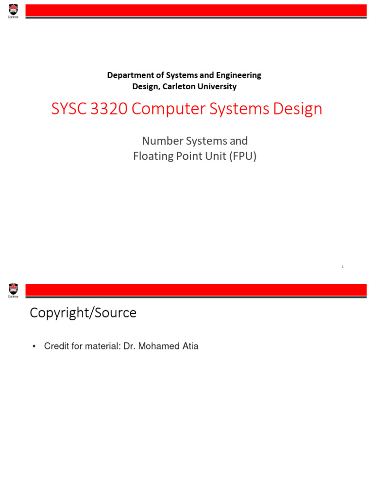 Lecture 14 - Arithmetic Subsystems - Numbering Systems and Floating ...