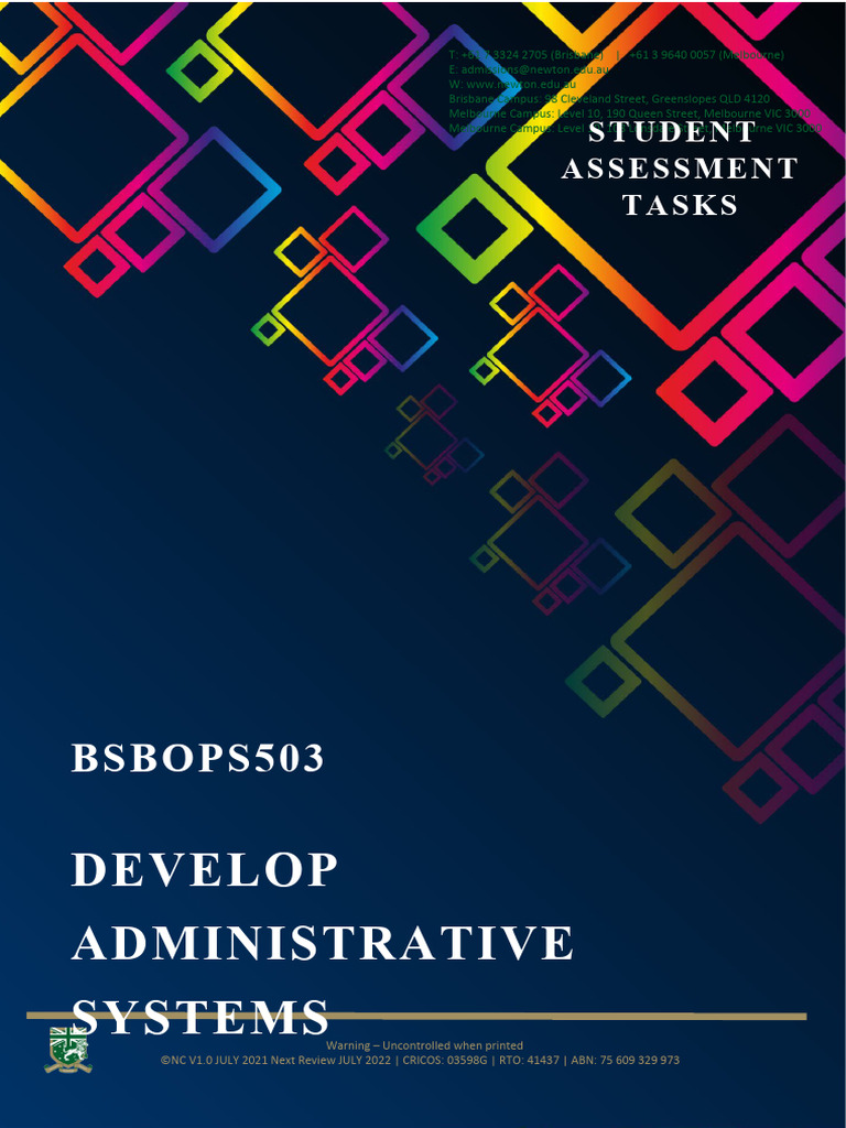 BSBOPS503 Student Assessment Tasks 06-10-20 | PDF | Communication