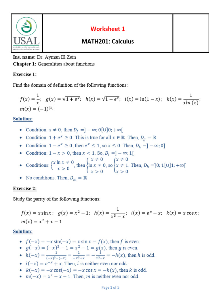 Worksheet 1 - Solution | PDF | Analysis | Mathematical Logic