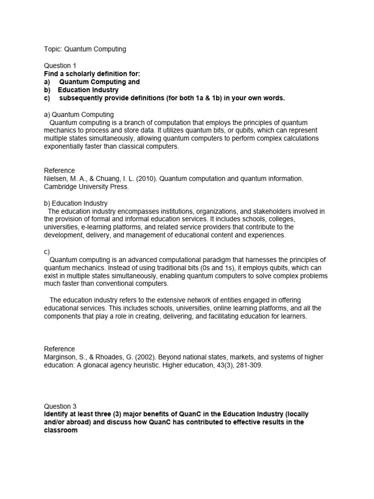Quantum Computing in Education | PDF | Quantum Computing | Computing