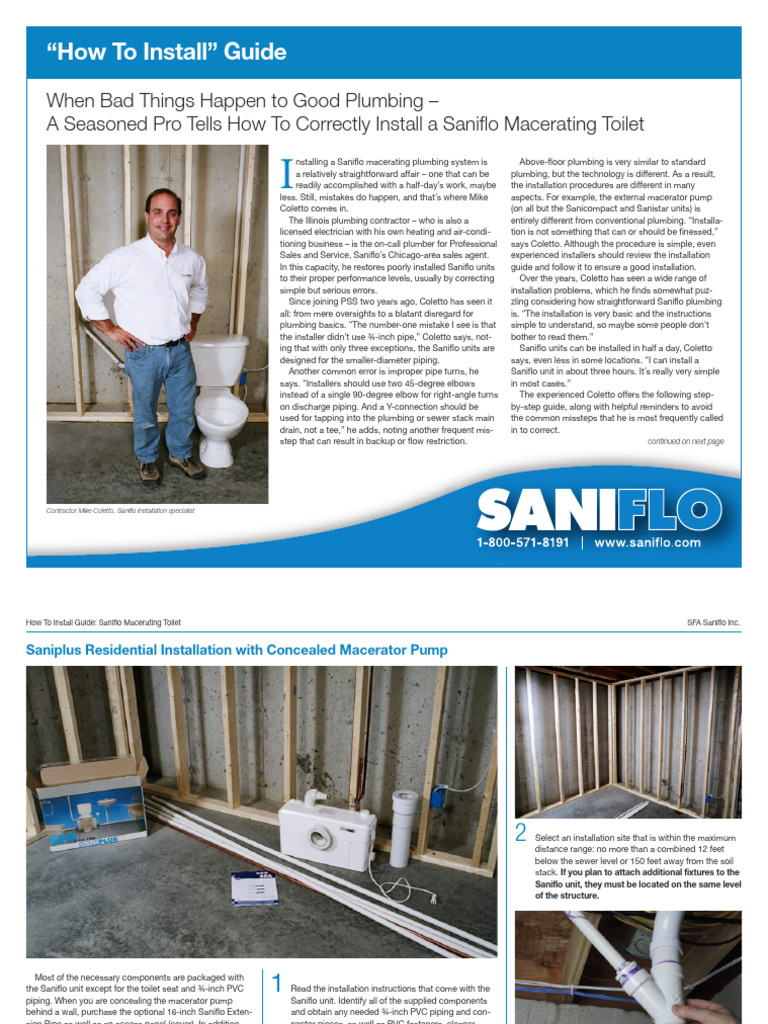 INSTALLATION Saniplus | PDF | Pump | Electrical Connector