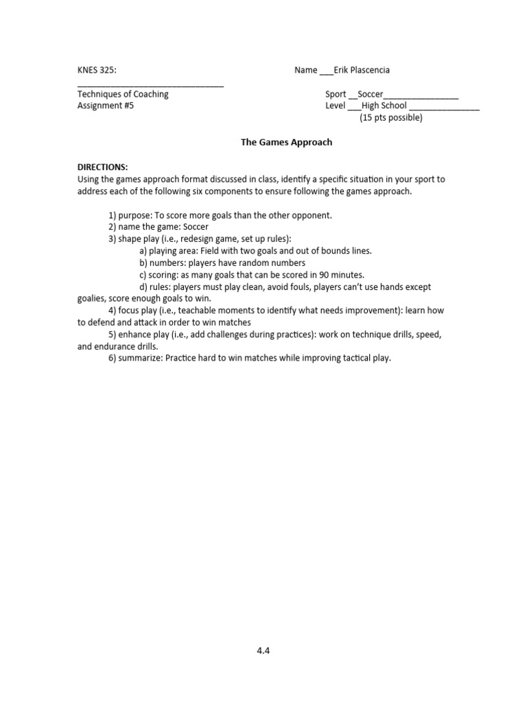 Assn5 - Games Approach | PDF | Sports