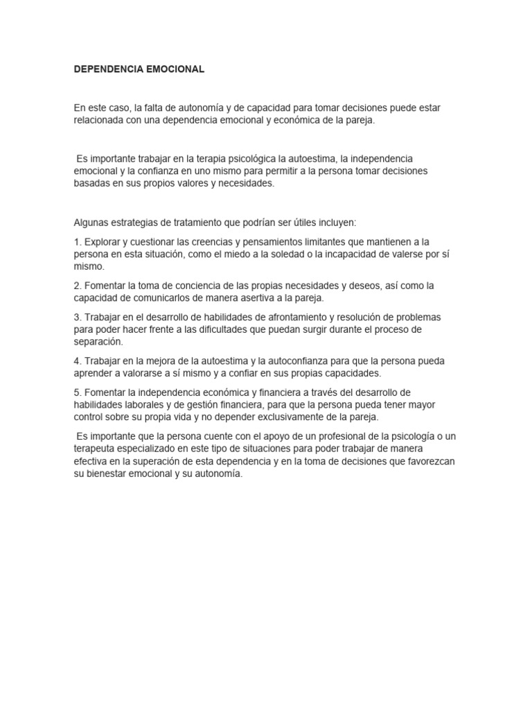 Dependencia Emocional | PDF | Las emociones | Psicoanálisis