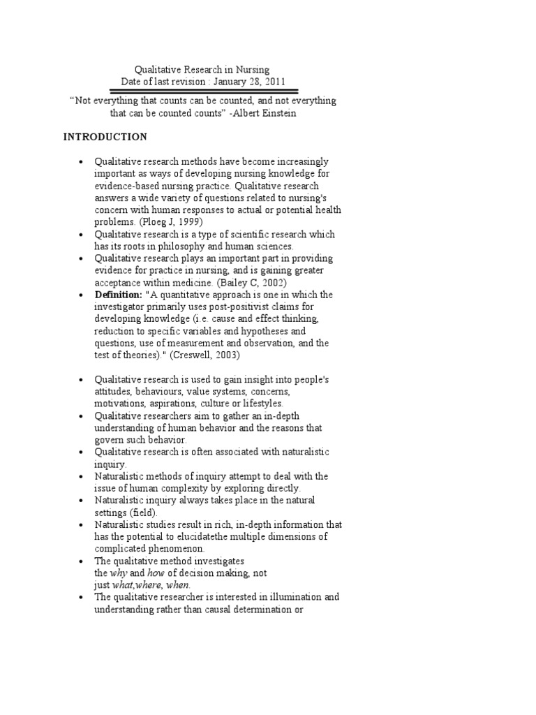Qualitative Research in Nursing | PDF | Qualitative Research | Ethnography