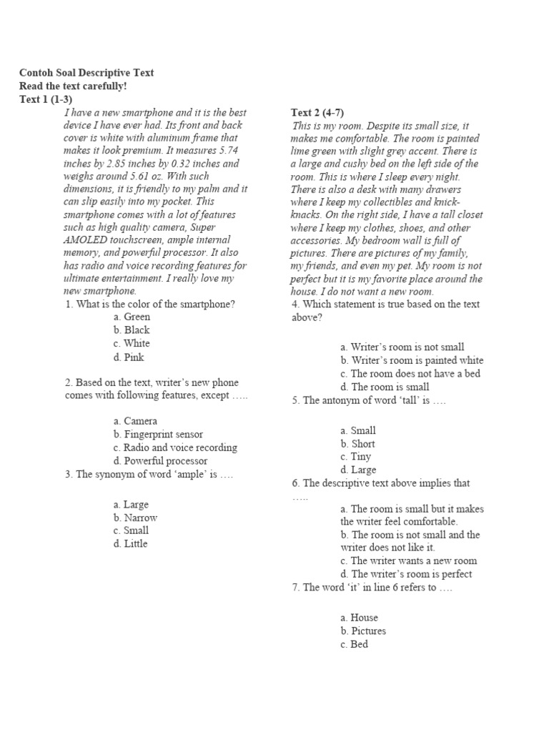 Contoh Soal Descriptive Text | PDF
