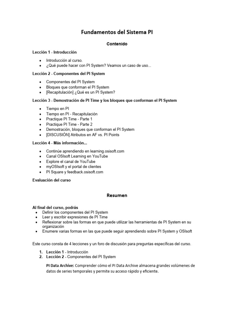 Fundamentos Del Sistema PI | PDF | Tecnologías de la información ...