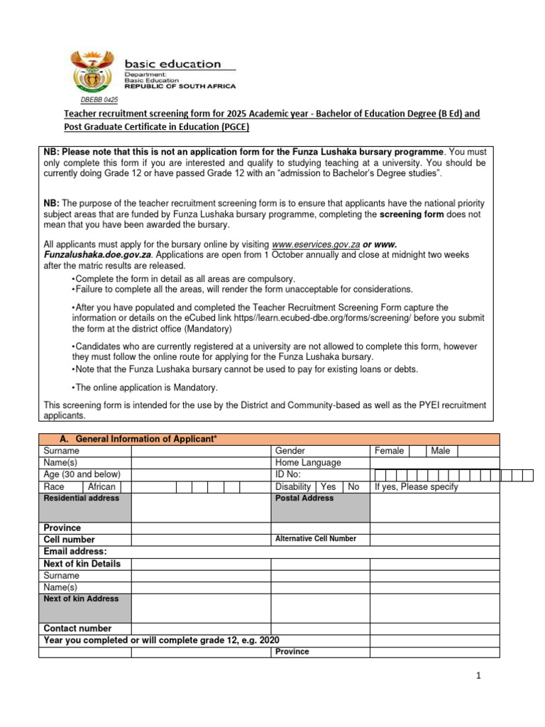 Teacher Recruitment Screening Form 2025 | PDF | Criminal Record | Teachers