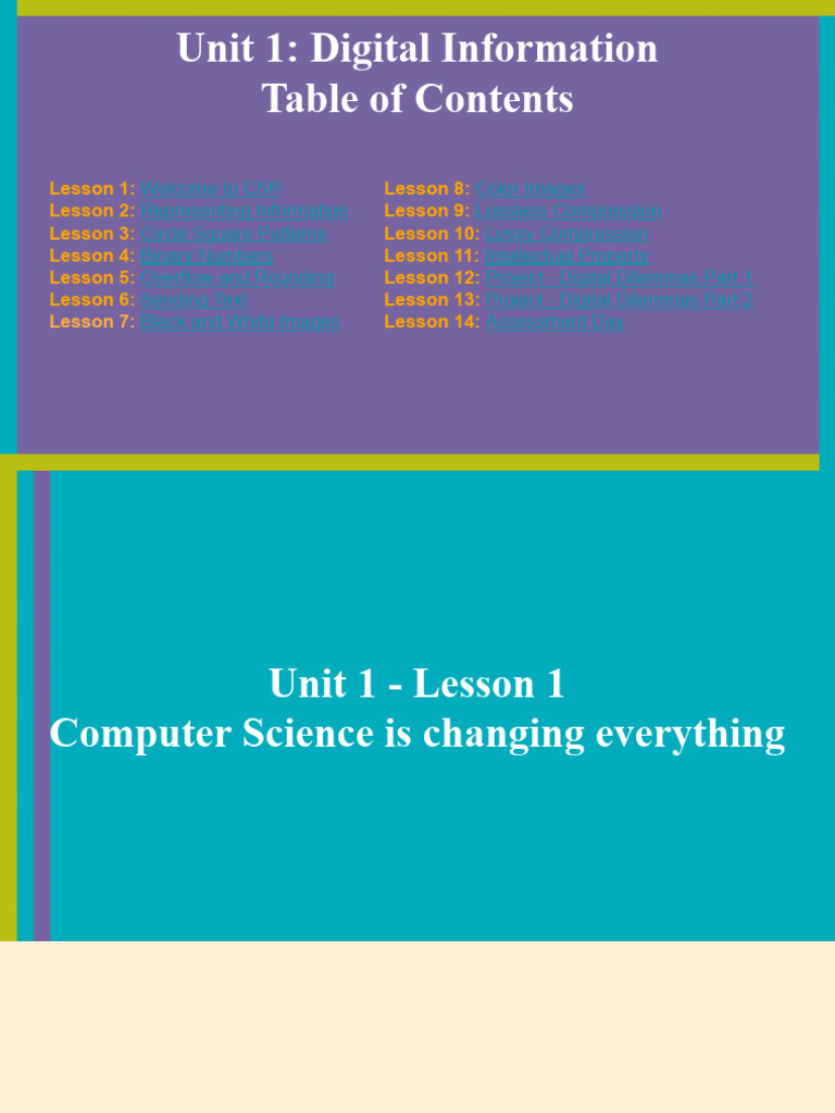 CSP Unit 1 - Digital Information | PDF | Data Compression | Copyright