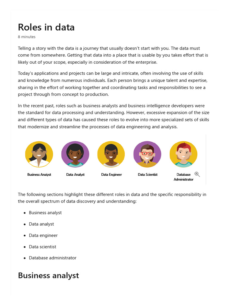 003 - Discover Data Analysis - Roles in data | Download Free PDF ...