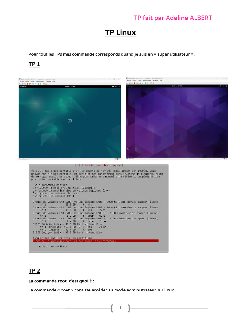 TPs Linux par Adeline Albert | PDF | Démarrage d'un ordinateur ...