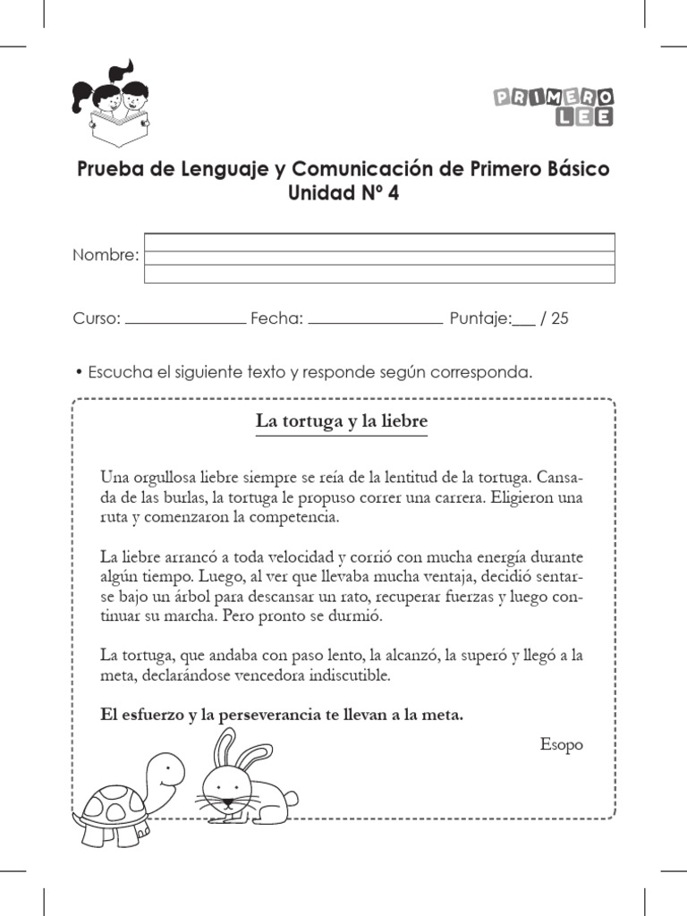 Evaluación de Comprensión Lectora 1° Básico | PDF