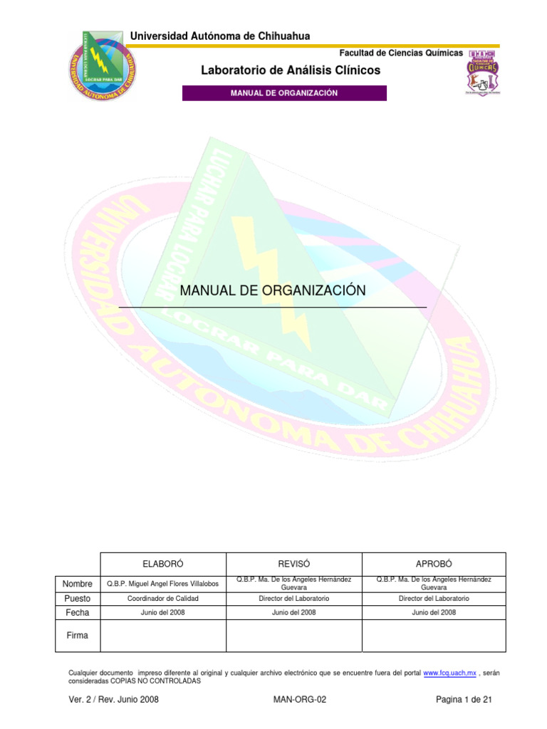 Man-Org-02 - Manual de Organizaci - N | PDF | Laboratorios | Calidad (comercial)