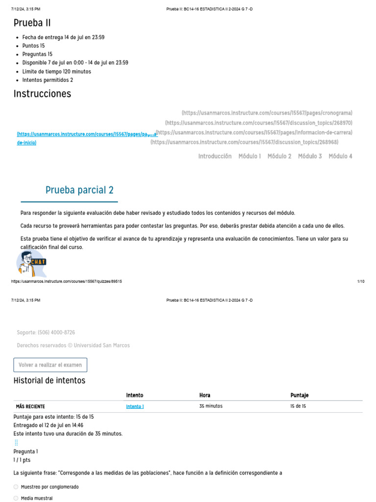 Prueba Ii_ Bc14-16 Estadistica II 2-2024 g 7 -D_respuestas | Descargar gratis PDF | Muestreo ...