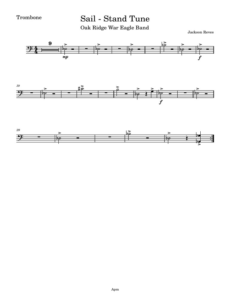 Oak Ridge War Eagle Band: Sail Tune | PDF