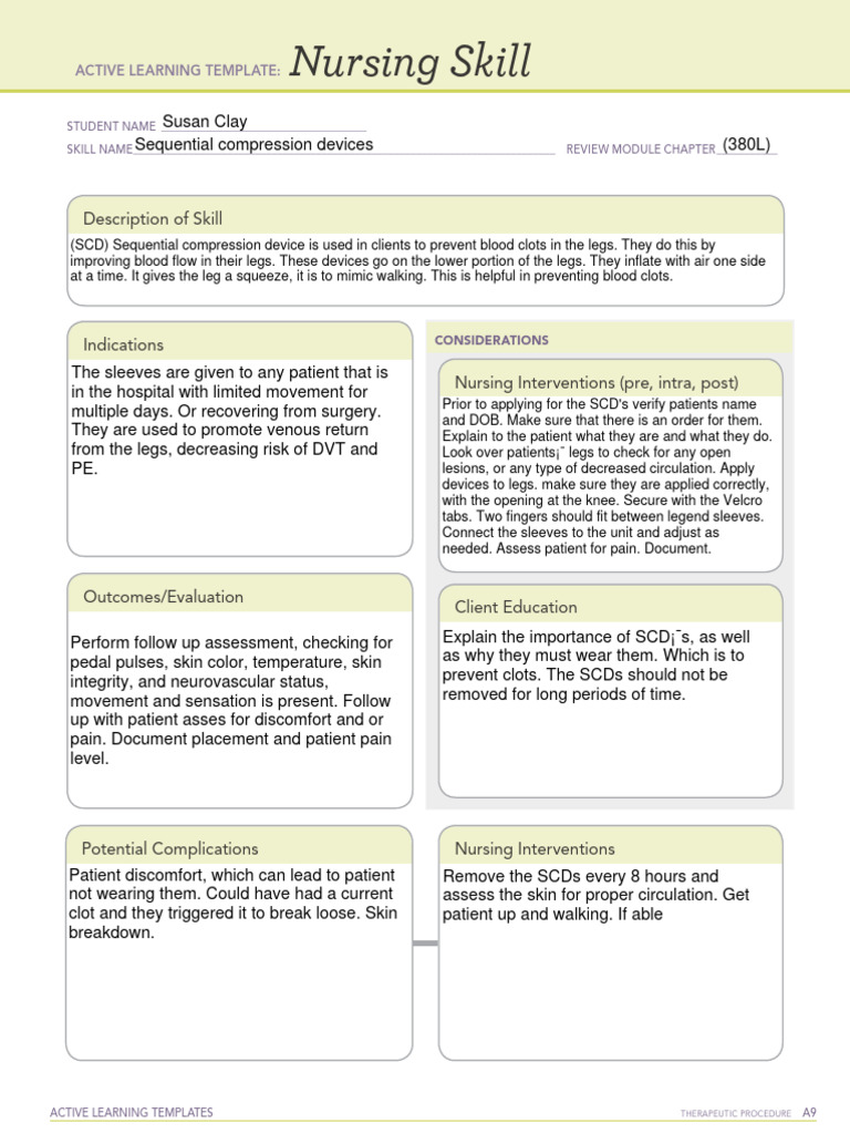 SCDs Nursing Skill 380 L | PDF | Causes Of Death | Diseases And Disorders