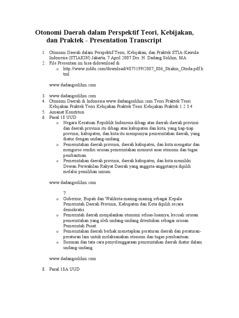 Otonomi Daerah Dalam Perspektif Teori | PDF