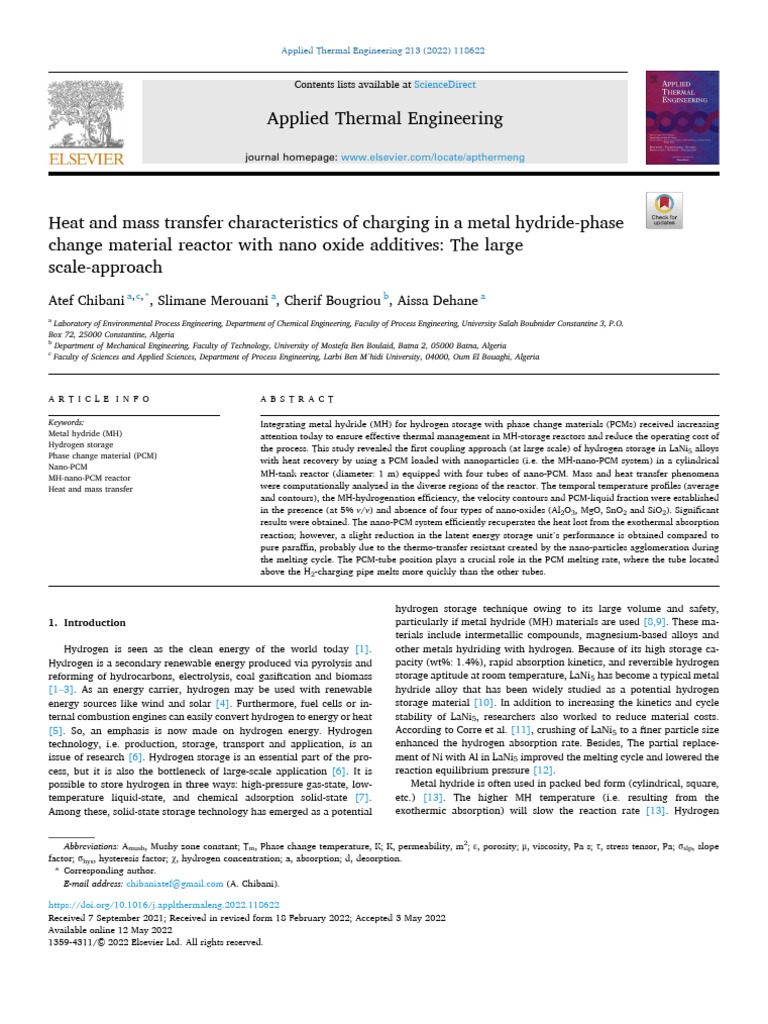 Applied Thermal Engineering: Atef Chibani, Slimane Merouani, Cherif ...