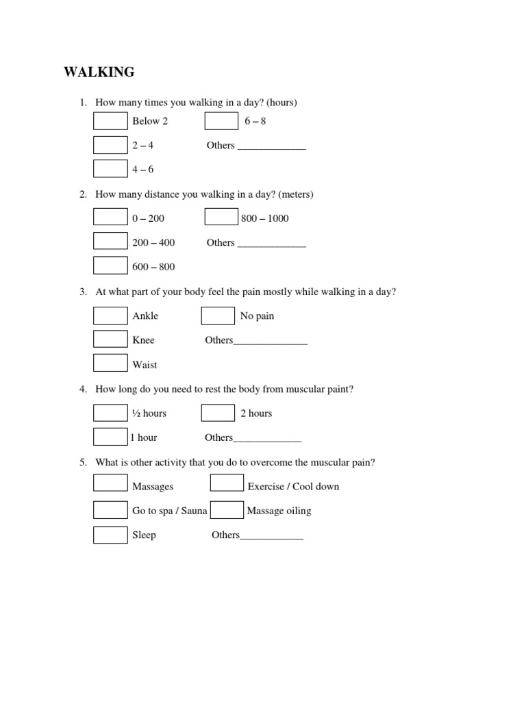 Body Posture Questionnaire | PDF