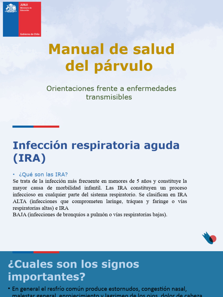 Junji 2024 Manual Salud Del Párvulo | PDF | Diarrea | Tos