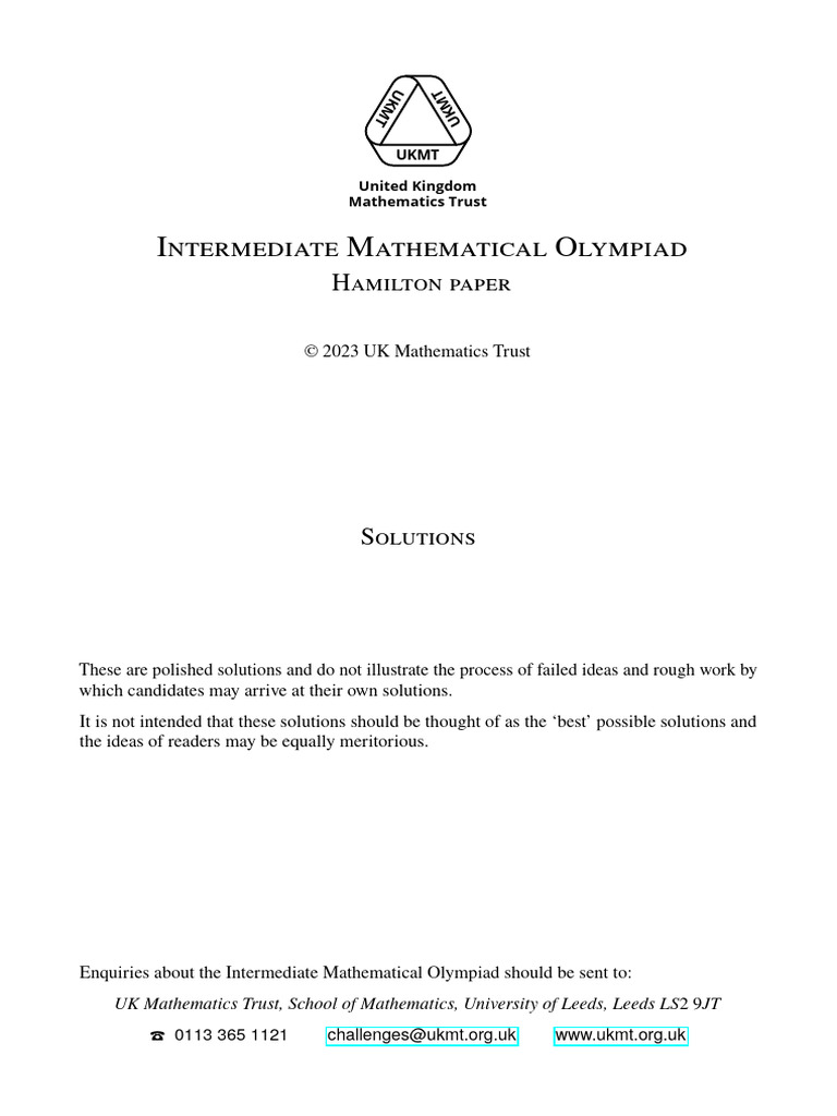 Hamilton-2023-Solutions | PDF | Numbers | Mathematical Objects