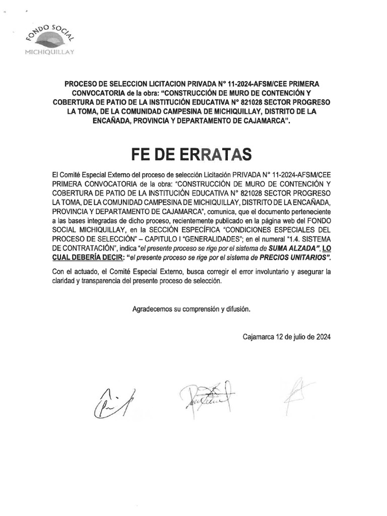 Fe de Erratas | PDF