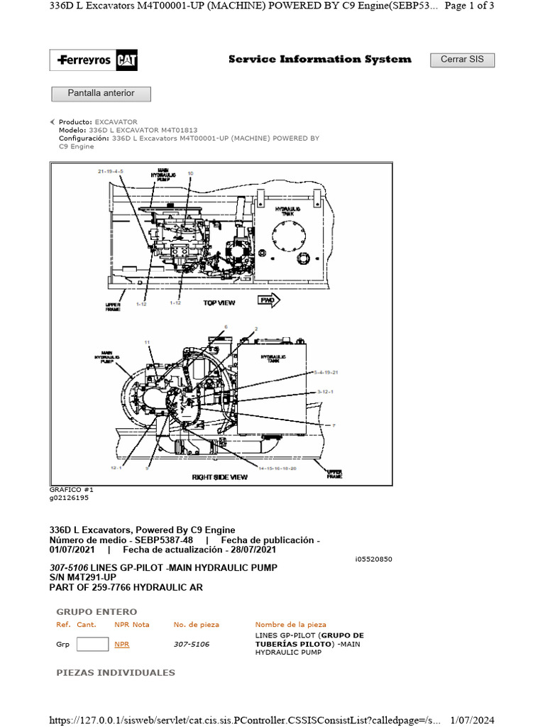 307-5106 Lines Gp-Pilot - Main Hydraulic Pump Sensor PWM 260-2180 | PDF