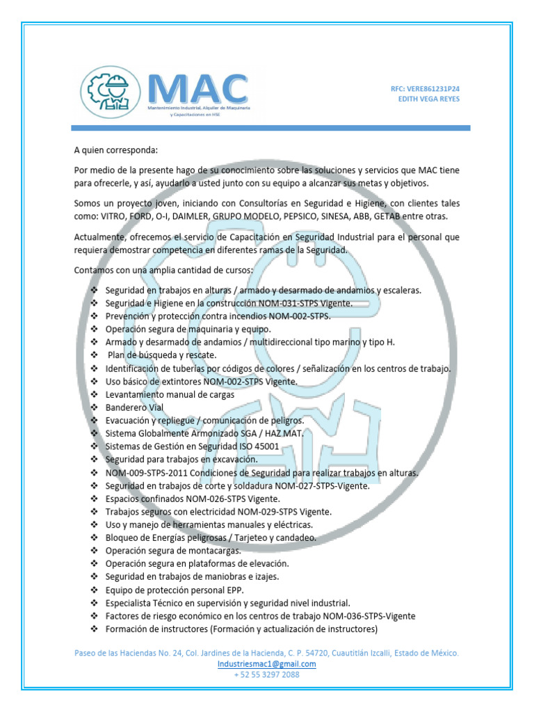 Carta de presentación MAC | PDF