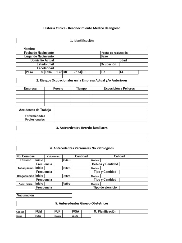 HC Formato | PDF | Medicina CLINICA | Medicina