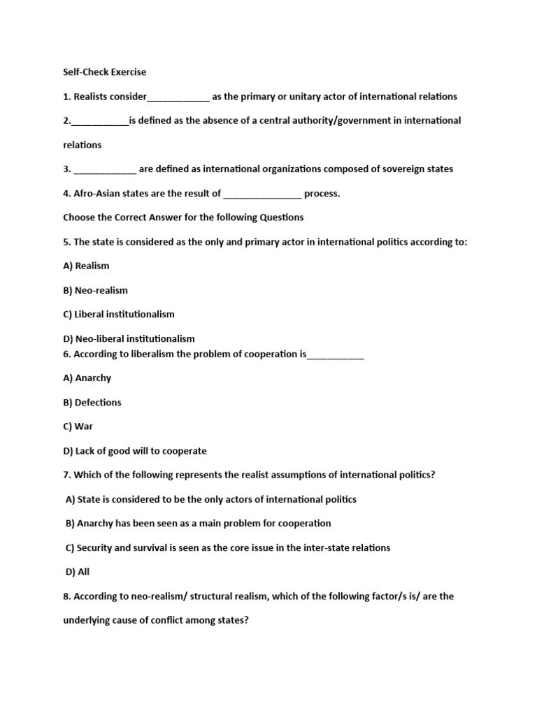 Self-Check Exercise | PDF