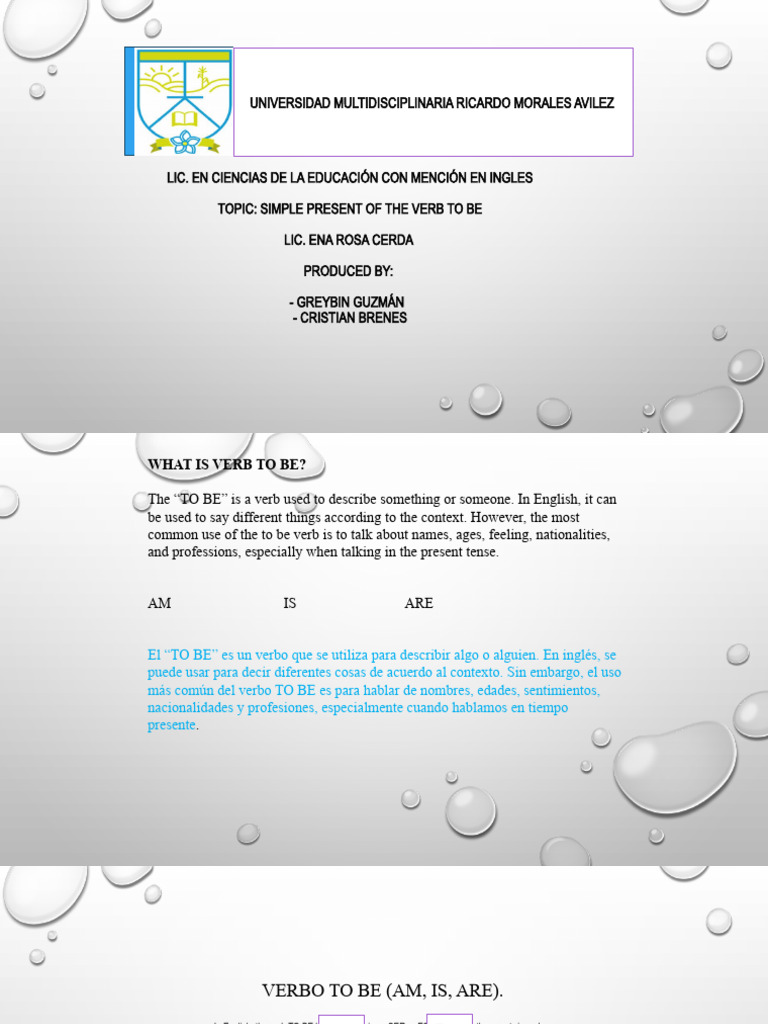 Exposicion Ingles Verb To Be | PDF | Verbo | Tipología Lingüística