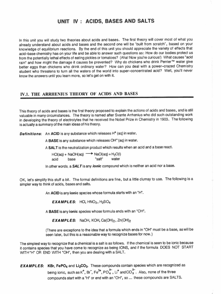Acid and Base Reading | PDF