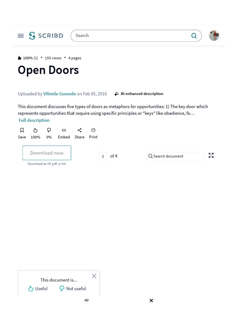 Open Doors - PDF - Revelation - Prayer | PDF | Scribd | Religious Belief And Doctrine