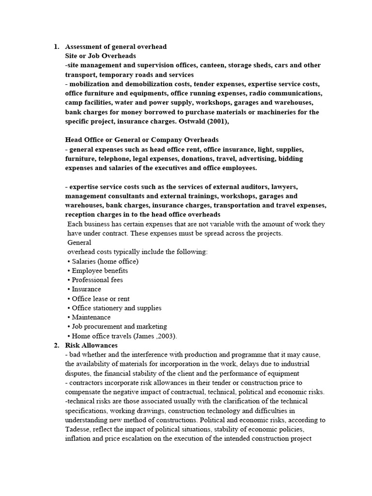 Assessment of general overhead | Download Free PDF | Cost | Depreciation