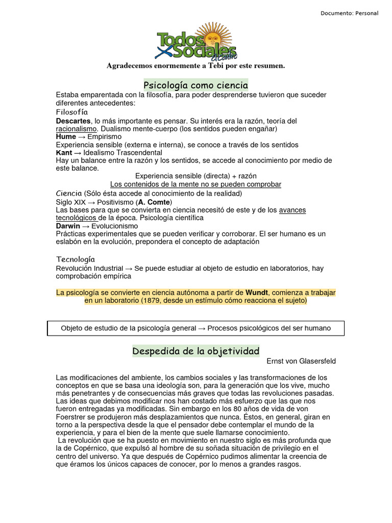 Psicolog A General Resumen | PDF | Mente inconsciente | Psicología ...