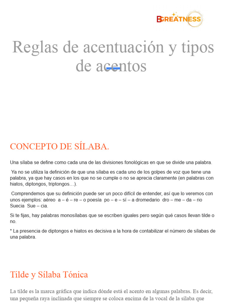 Reglas de Acentuación | PDF | Sílaba | Fonología