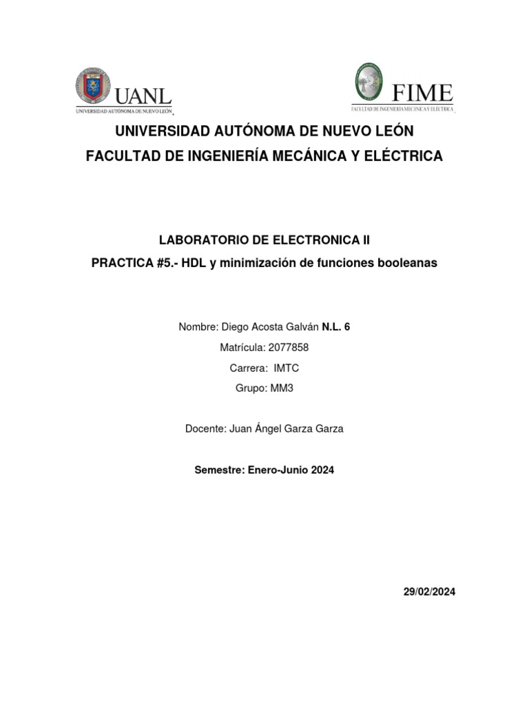 HDL y Minimización de Funciones Booleanas | PDF | Lenguaje de descripción de hardware | Puerta ...