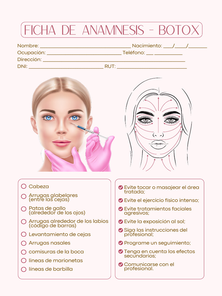 Ficha de Anamnesis - Botox 01 | PDF