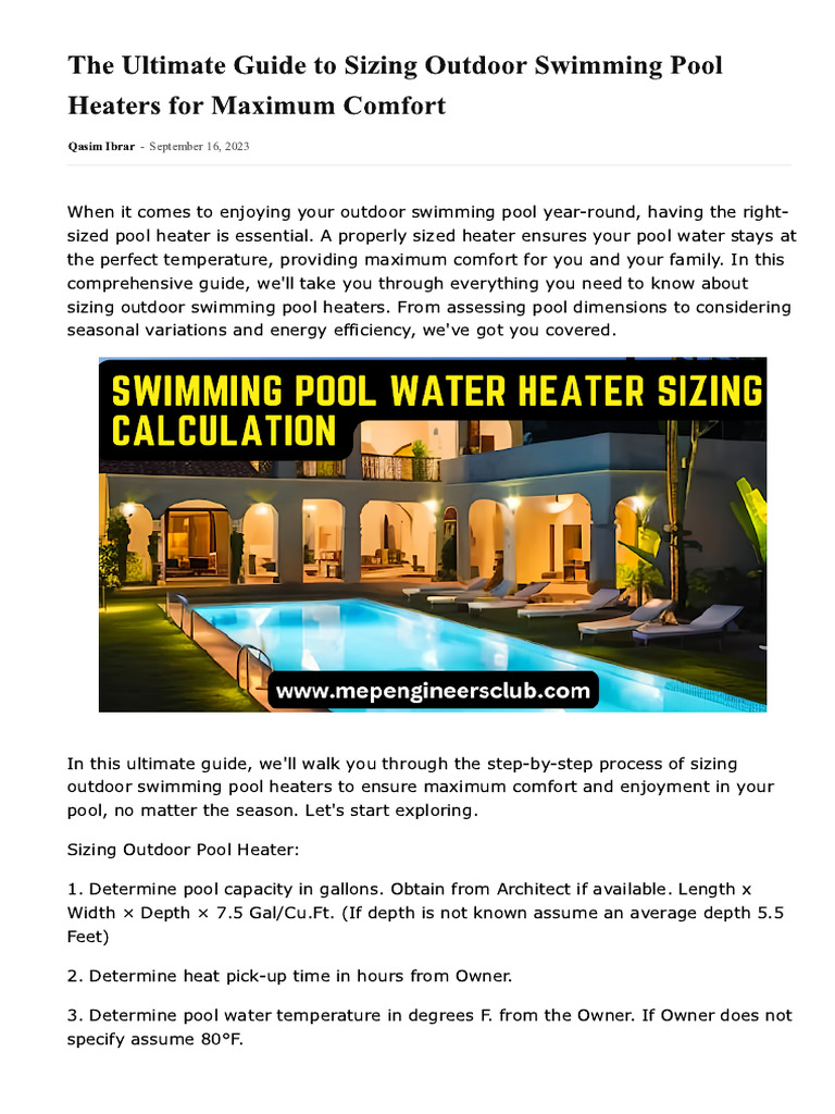 The Ultimate Guide to Sizing Outdoor Swimming Pool Heaters for Maximum ...