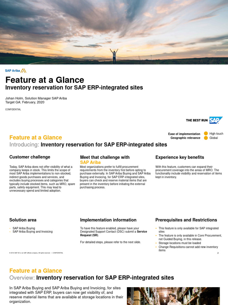 2002 Readiness Feature Preview Inventory Reservation for SAP ERP ...