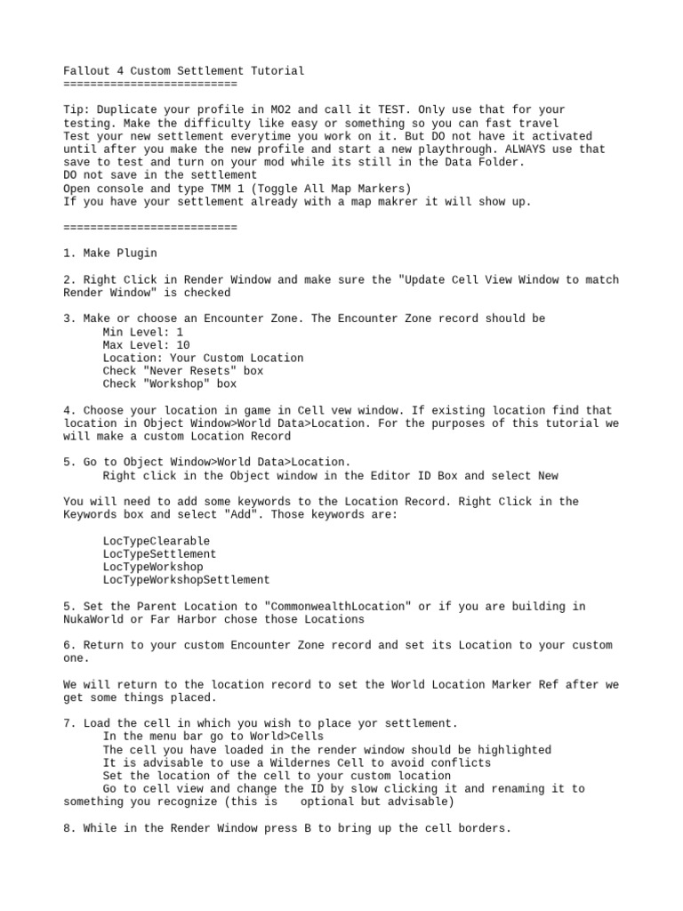 Fallout 4 Custom Settlement Tutorial | PDF | Parameter (Computer ...
